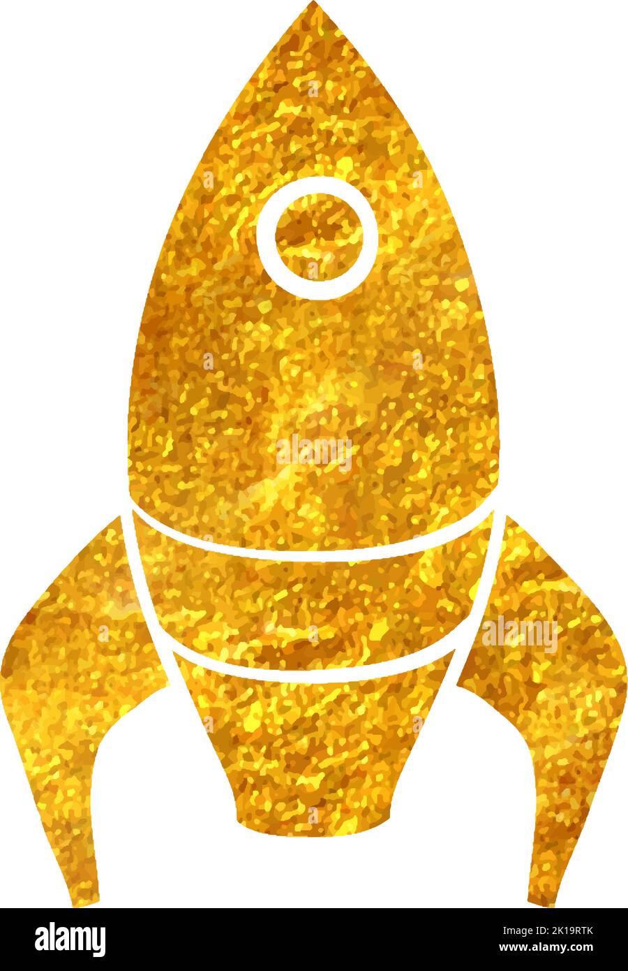 Hand drawn rocket icon in gold foil texture vector illustration Stock ...