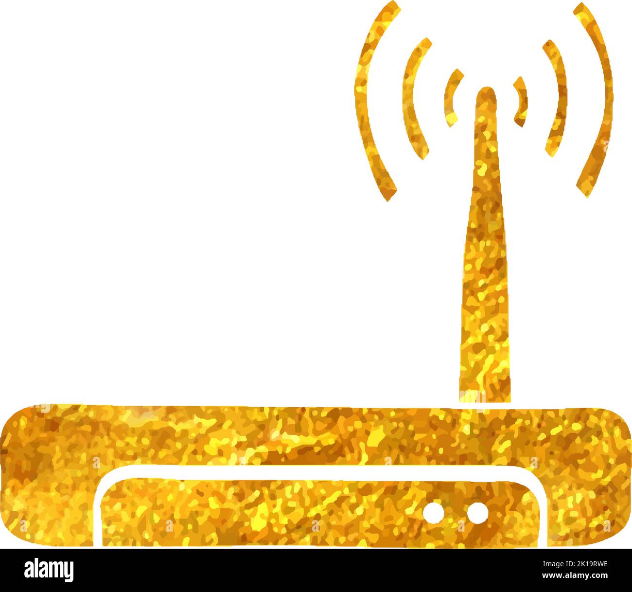 Hand drawn Internet router icon in gold foil texture vector ...