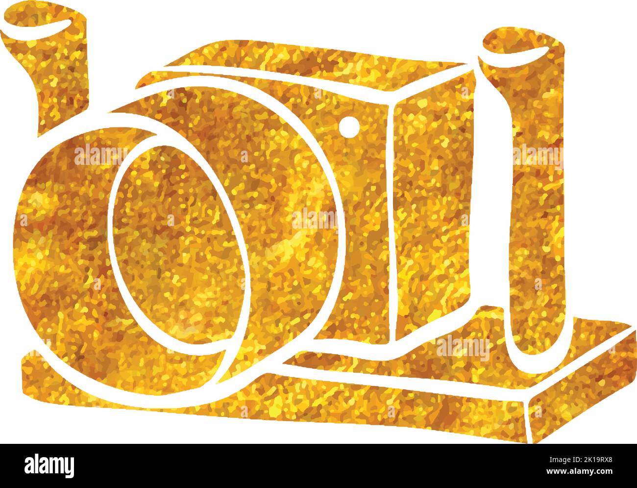 Hand drawn Underwater camera icon in gold foil texture vector ...