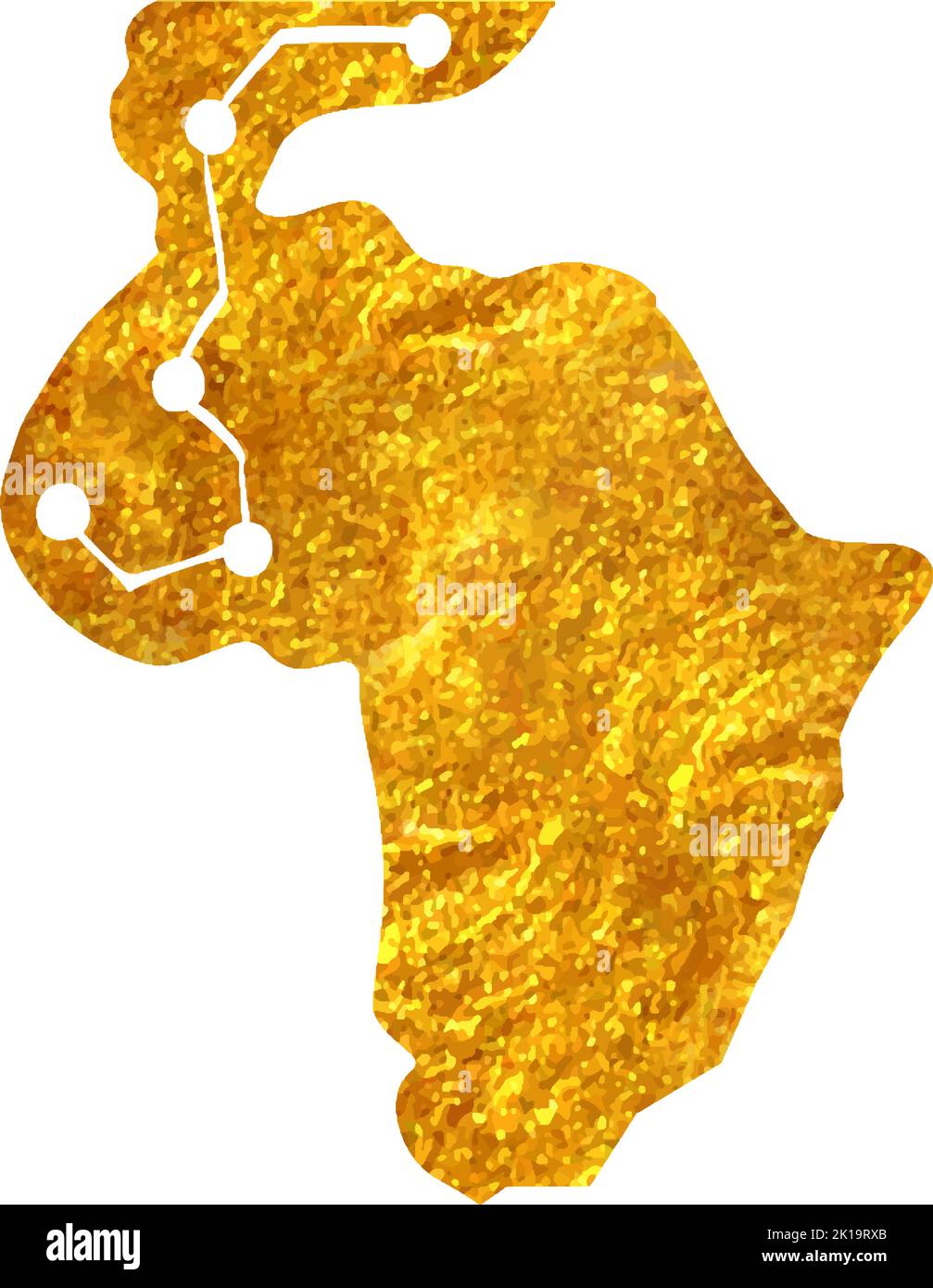 Hand drawn Rally route map icon in gold foil texture vector ...