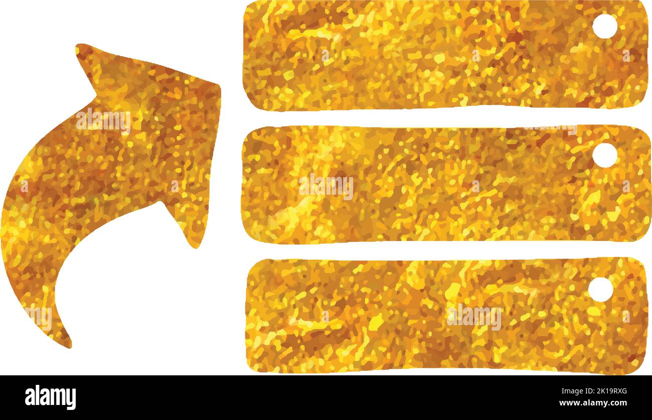 Hand drawn Database icon in gold foil texture vector illustration Stock ...