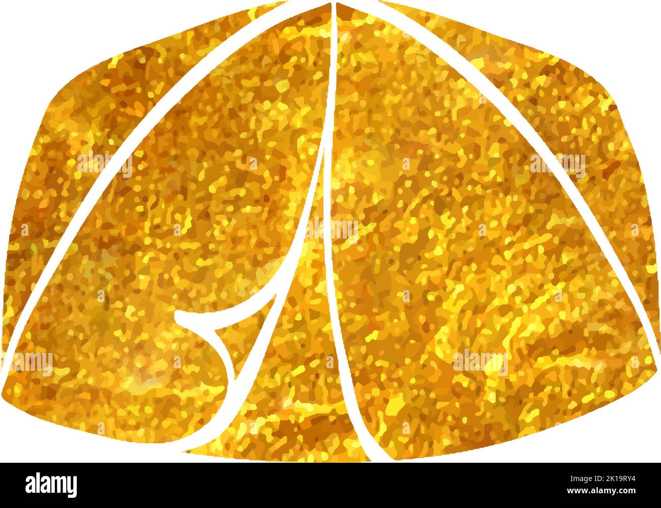 Hand drawn Camping tent icon in gold foil texture vector illustration ...
