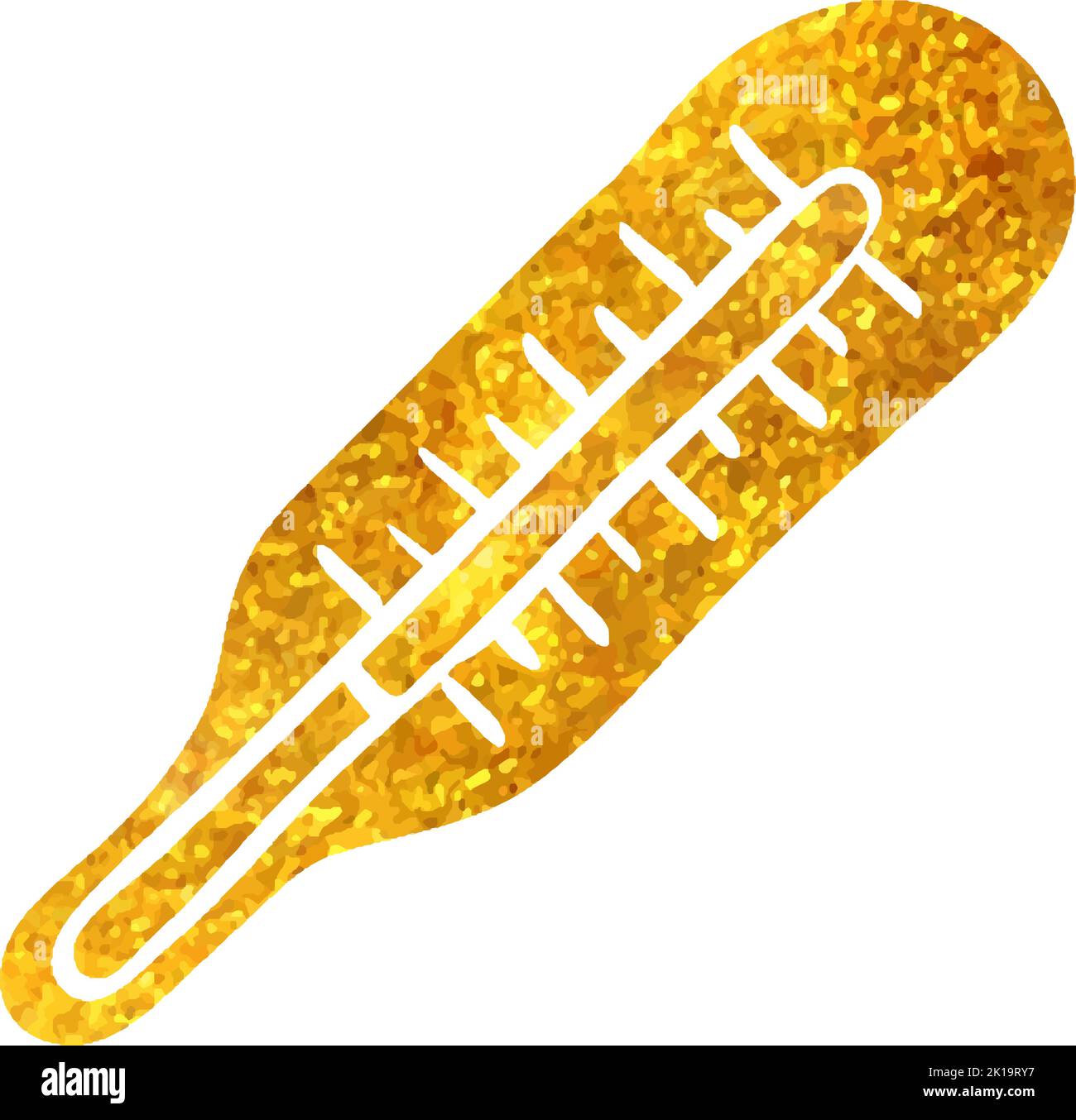 Hand drawn Thermometer icon in gold foil texture vector illustration ...