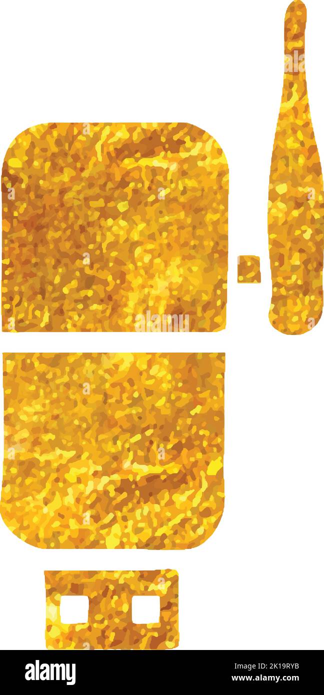 Hand drawn Wireless receiver icon in gold foil texture vector ...