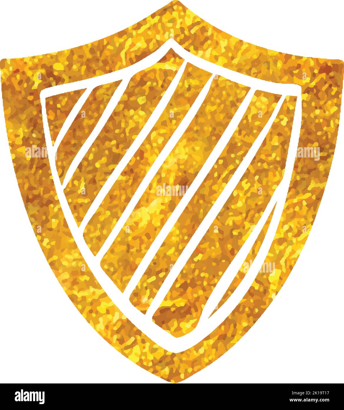 Hand drawn Stripe shield icon in gold foil texture vector illustration ...