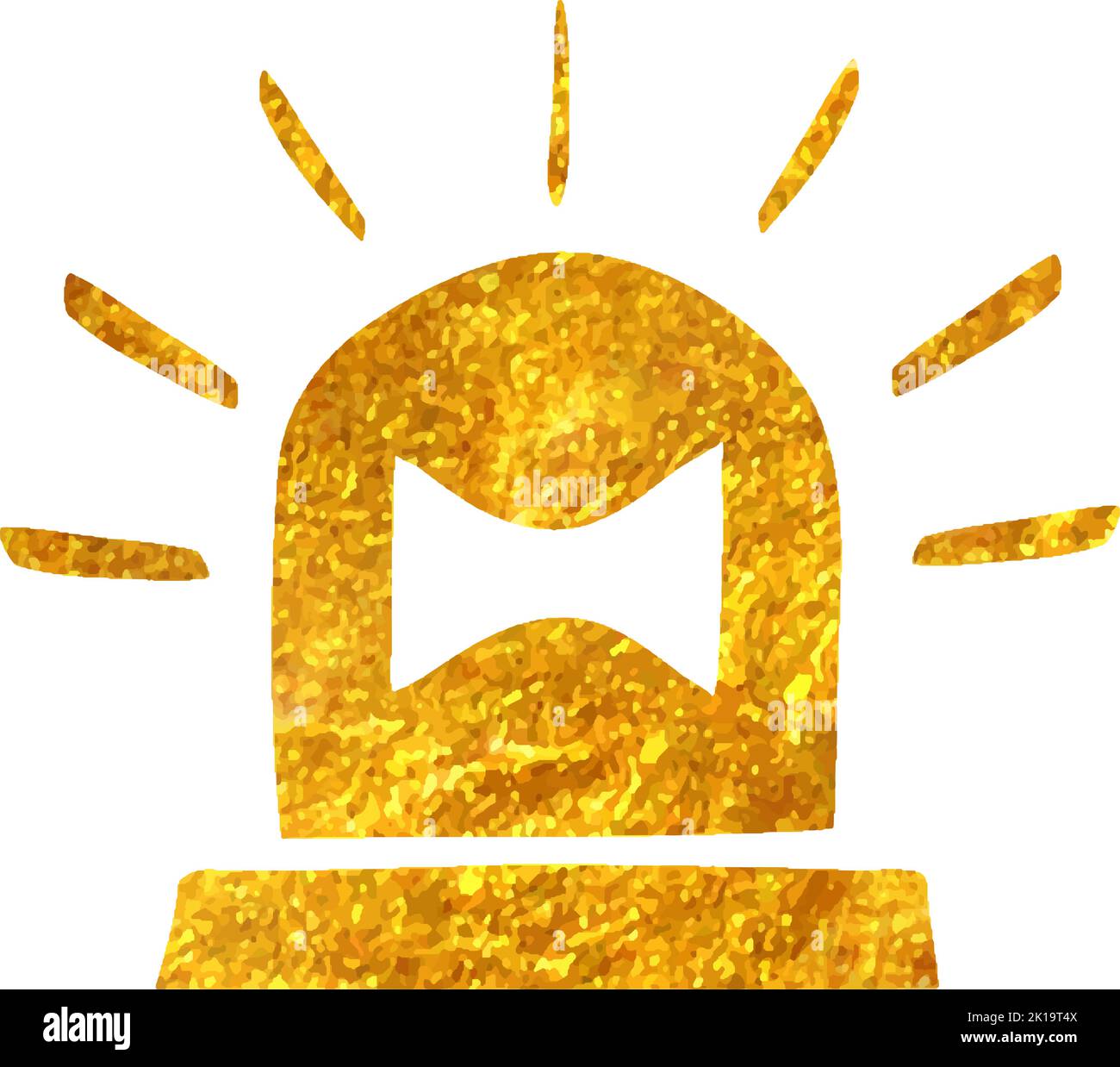 Hand drawn Siren icon in gold foil texture vector illustration Stock ...