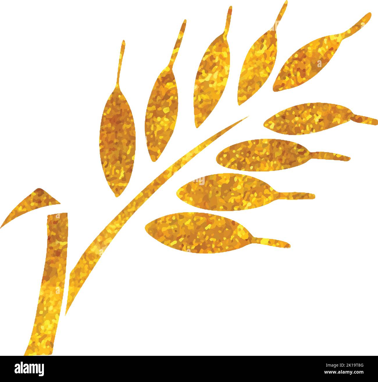 Hand drawn Wheat icon in gold foil texture vector illustration Stock ...