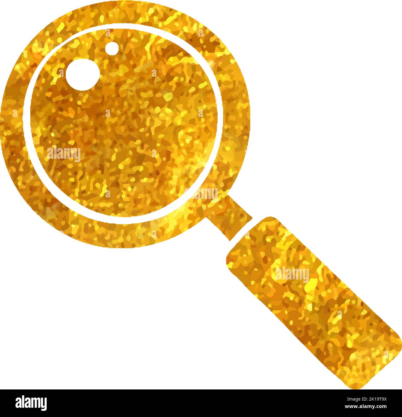 Hand drawn Magnifier icon in gold foil texture vector illustration ...
