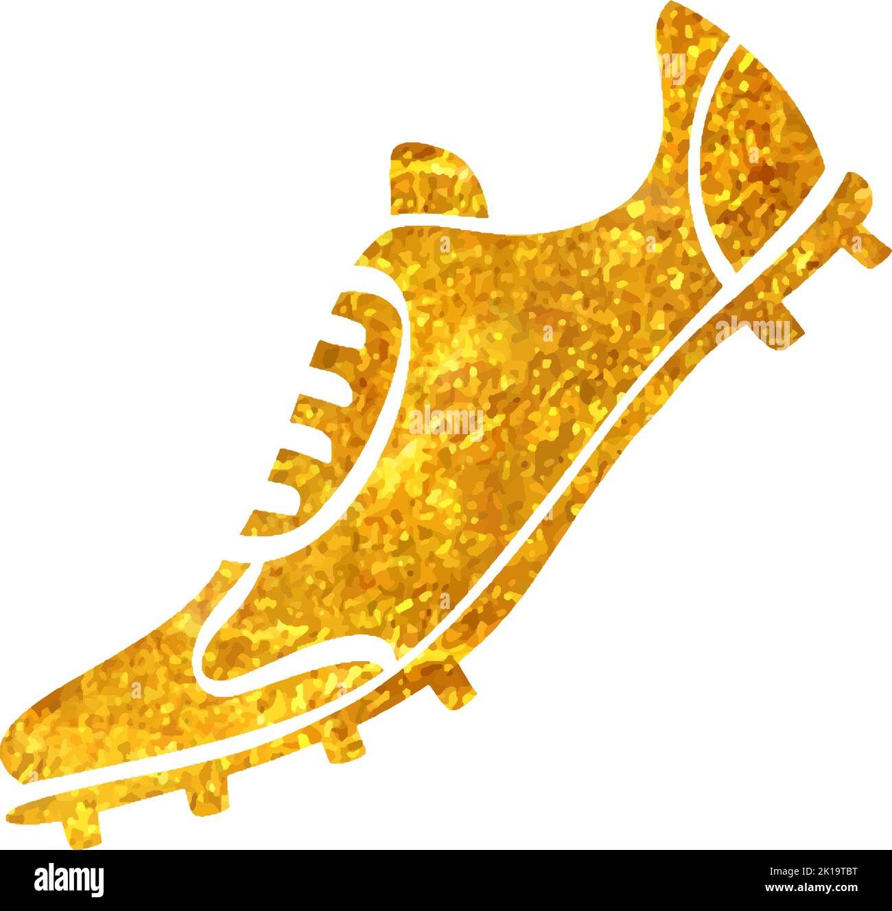 Hand drawn Soccer Shoe icon in gold foil texture vector illustration ...