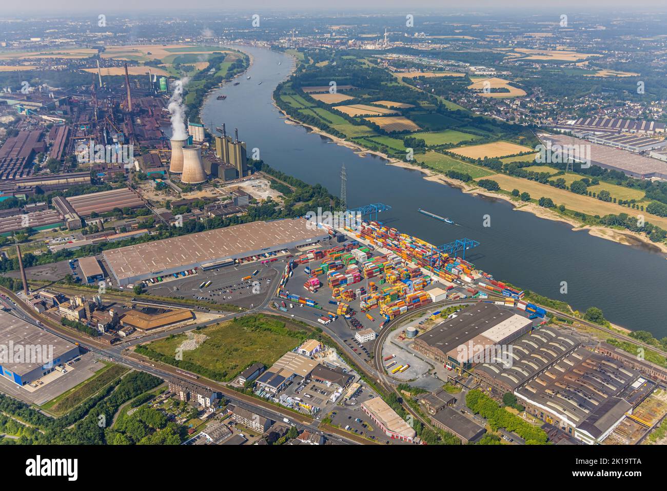 Aerial view, logport II, container, Rhine-Ruhr terminal company on the ...