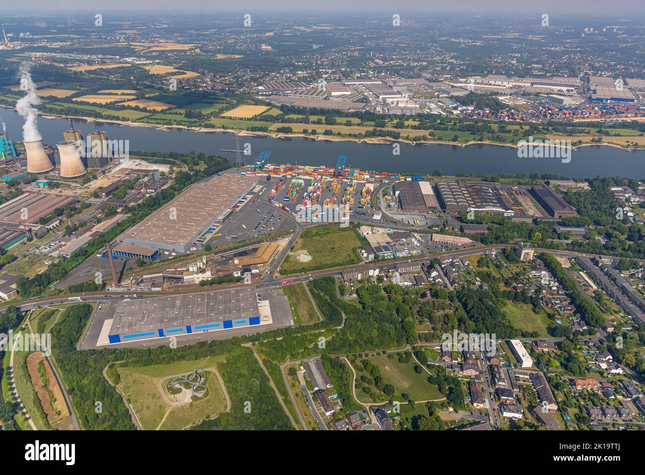 Aerial view, logport II, container, Rhine-Ruhr Terminal Company on the ...