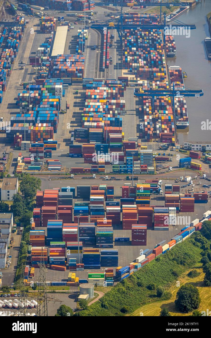 Aerial view, logport I, container port, D3T Duisburg Trimodal Terminal ...