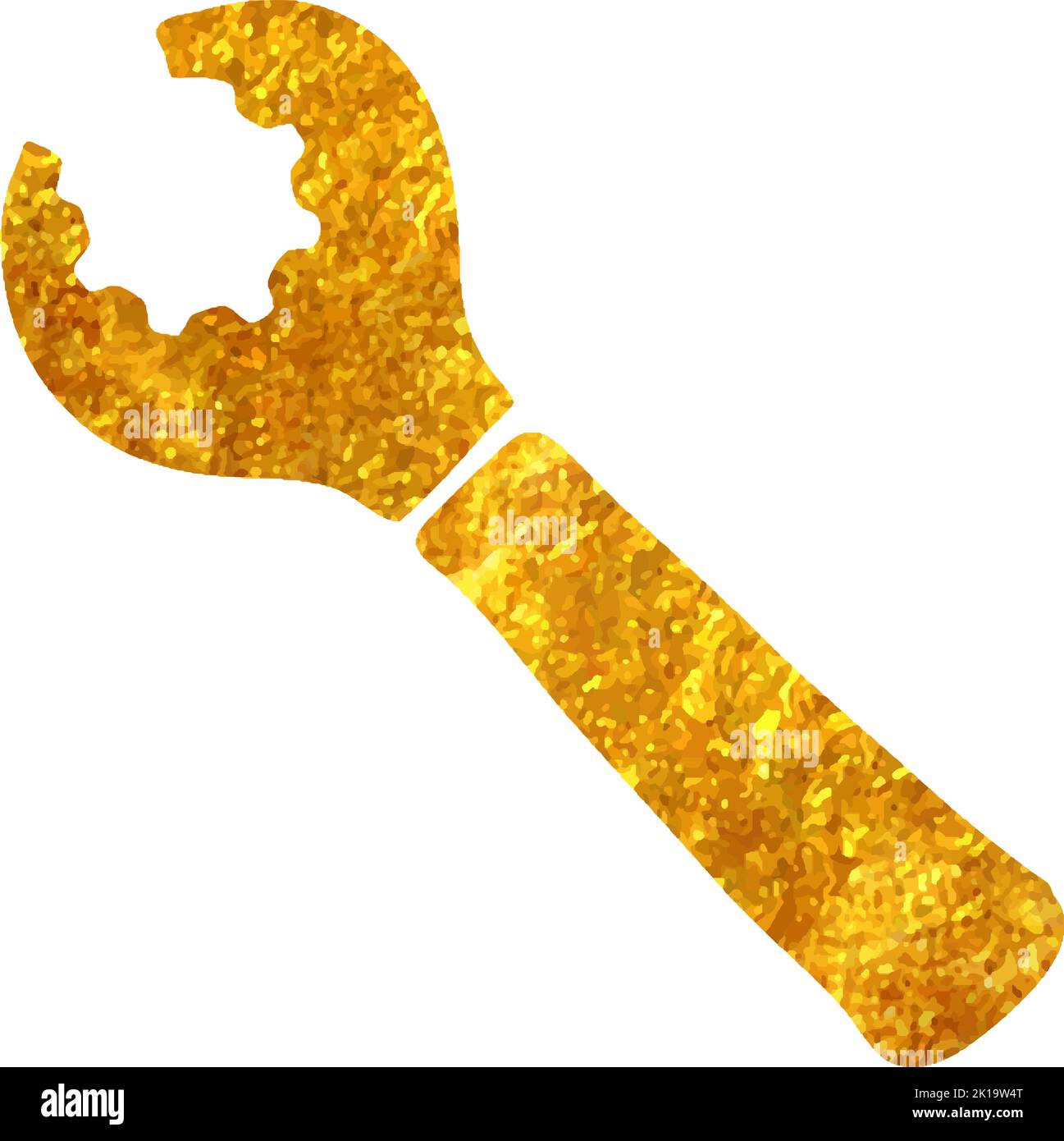 Hand drawn Wrench icon in gold foil texture vector illustration Stock ...