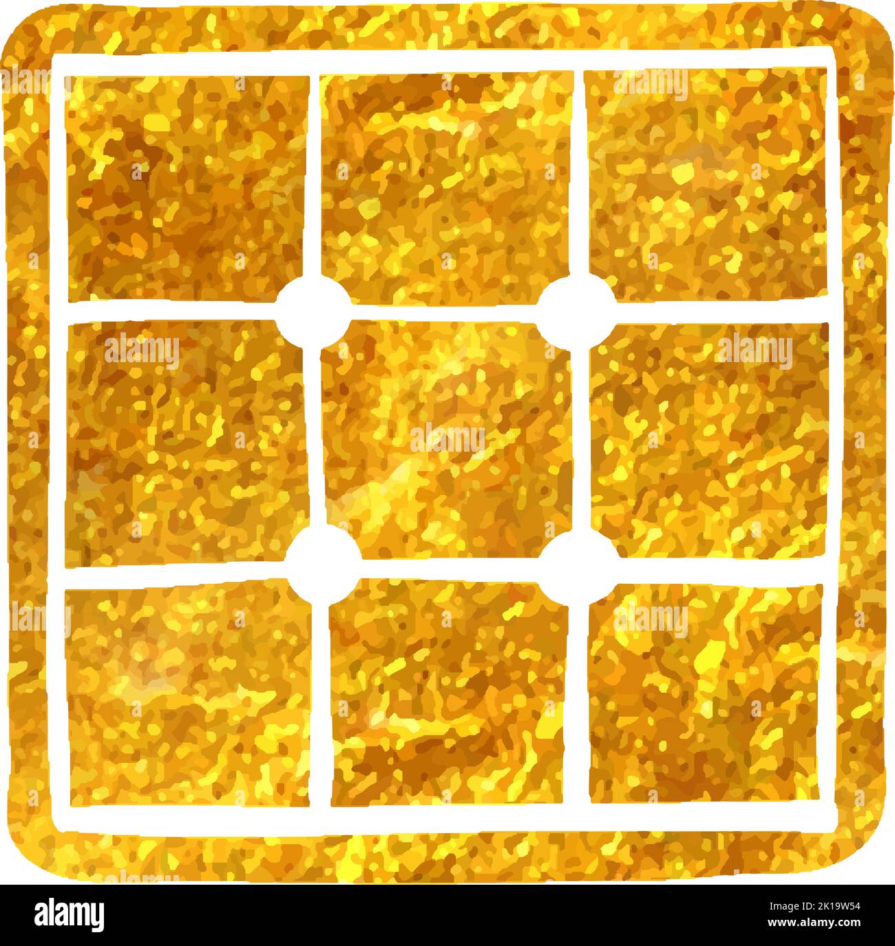 Hand drawn Solar cells panel icon in gold foil texture vector ...