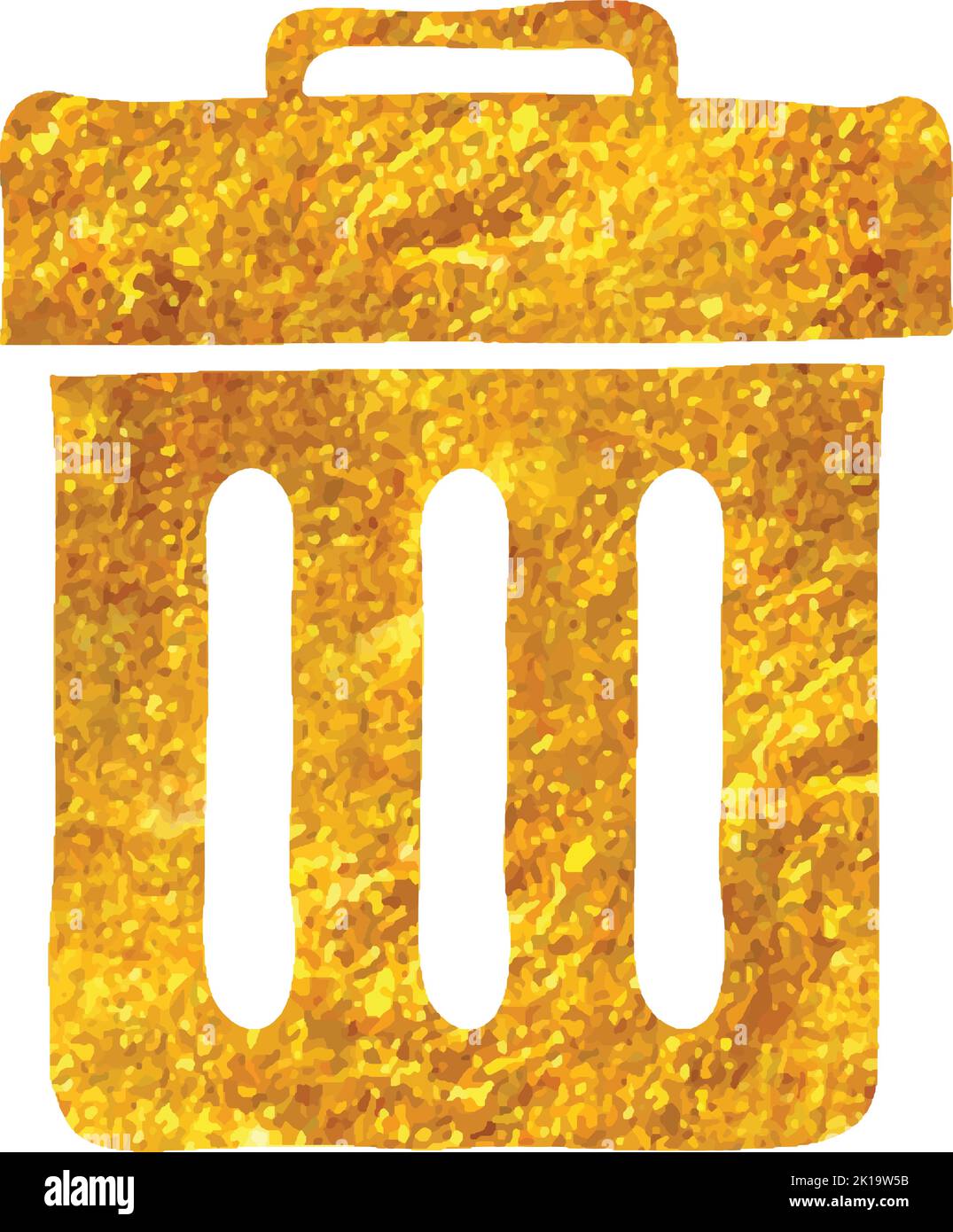 Hand drawn Trash bin icon in gold foil texture vector illustration ...