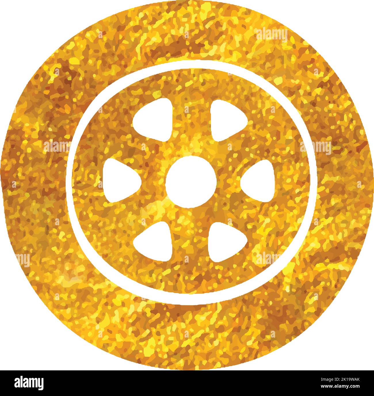 Hand drawn Car tire icon in gold foil texture vector illustration Stock ...