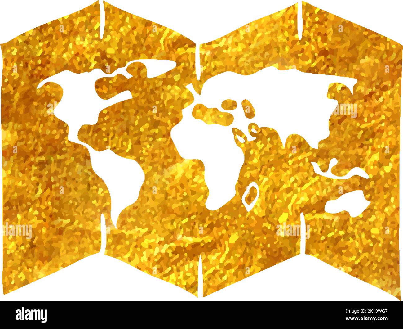 Hand drawn Map icon in gold foil texture vector illustration Stock ...