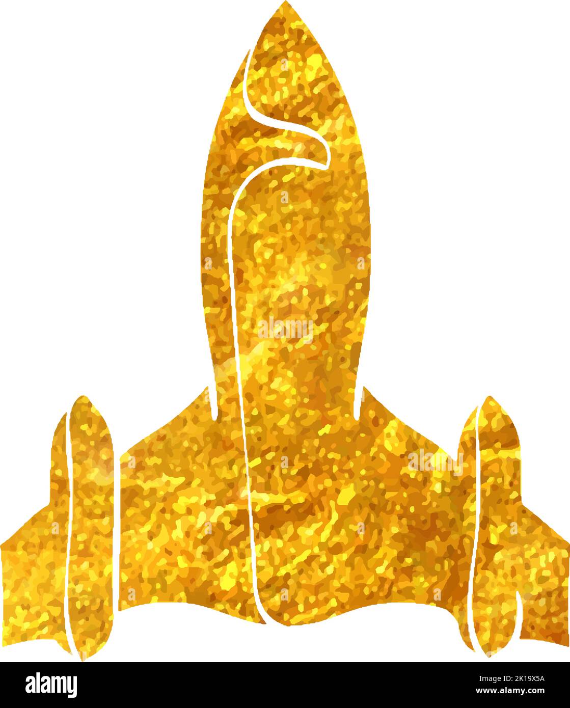Hand drawn Stealth bomber icon in gold foil texture vector illustration ...