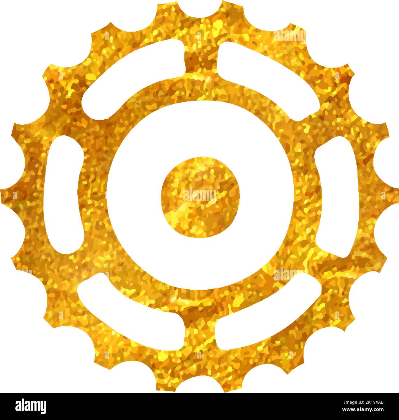 Hand drawn Sprocket icon in gold foil texture vector illustration Stock ...
