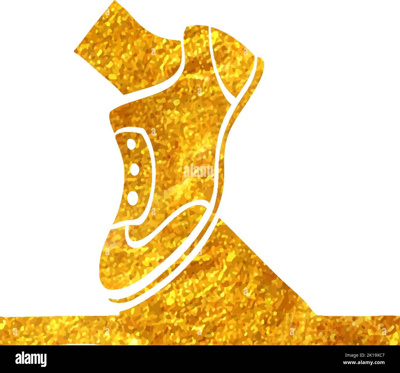 Hand drawn Starting block icon in gold foil texture vector illustration ...