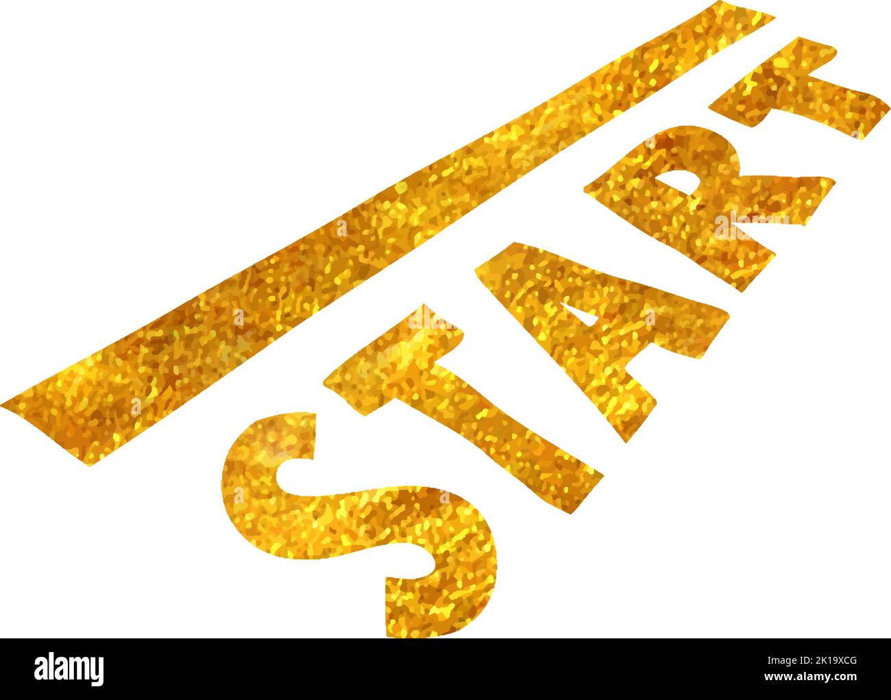 Hand drawn Starting line icon in gold foil texture vector illustration ...