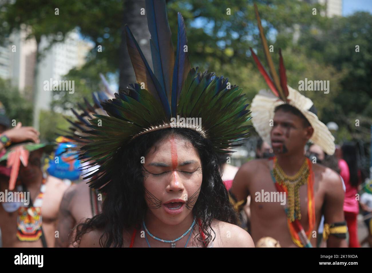 salvador, bahia, brazil - september 7, 2022: Indigenous people of the ...