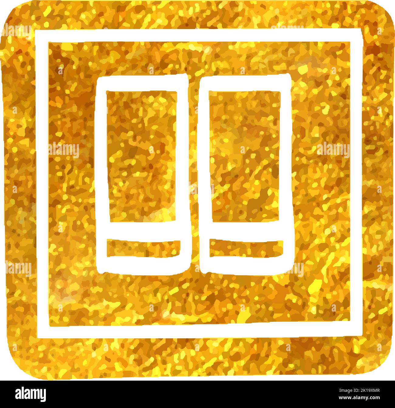 Hand drawn Electric switch icon in gold foil texture vector ...