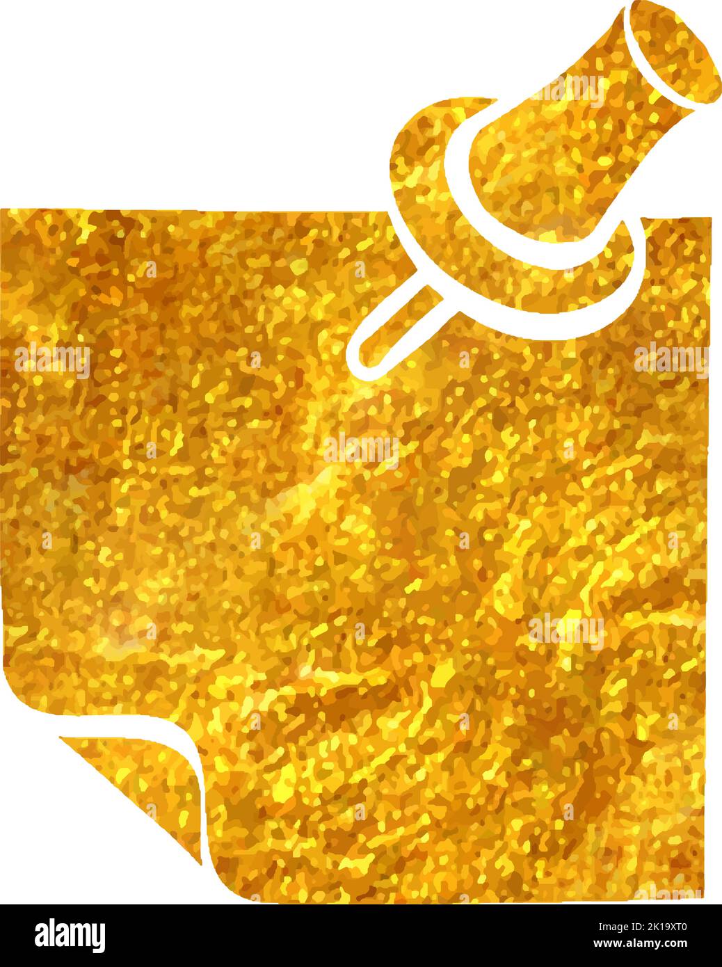 Hand drawn Sticky note icon in gold foil texture vector illustration ...