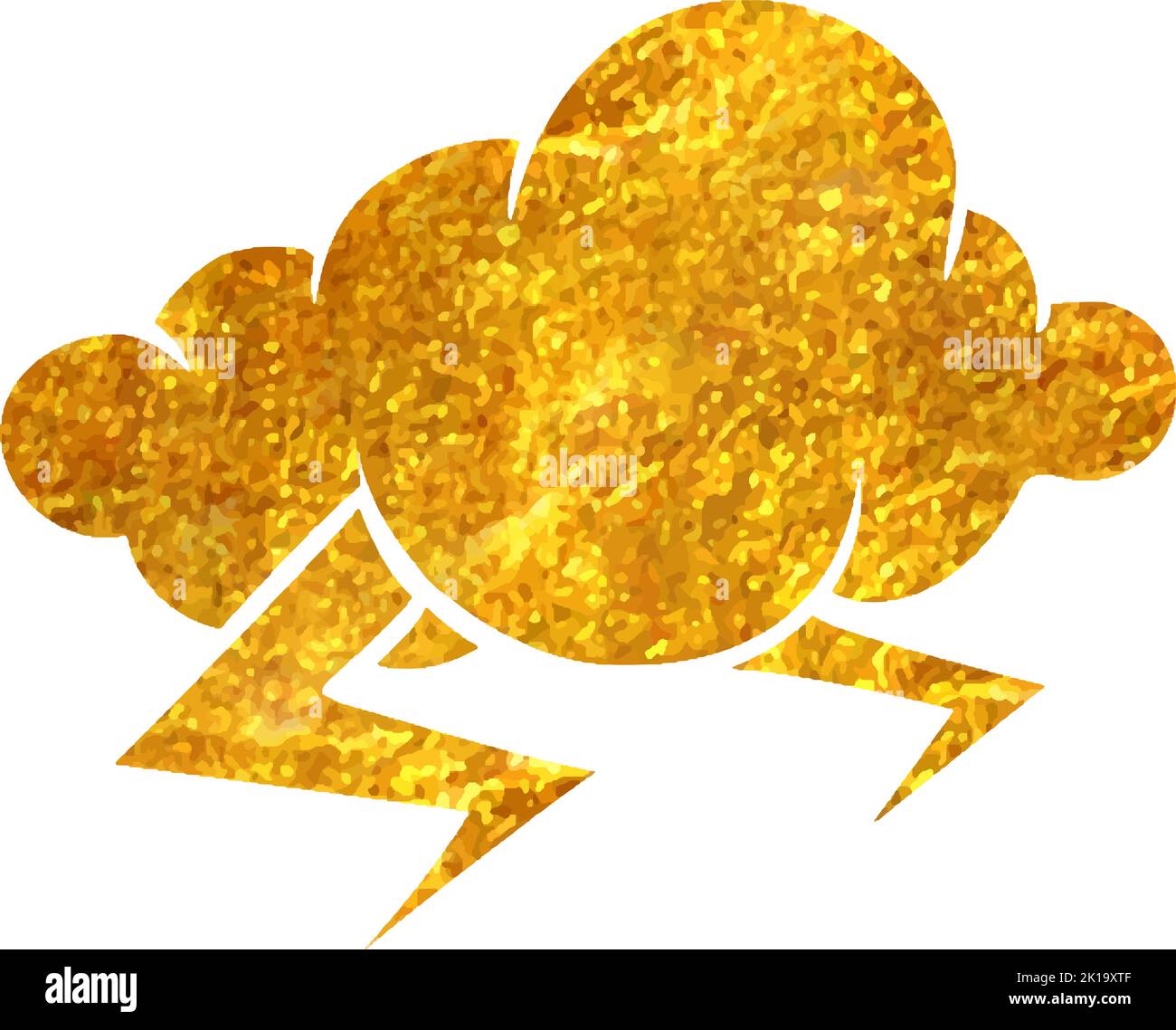 Hand drawn Weather overcast storm icon in gold foil texture vector illustration Stock Vector ...