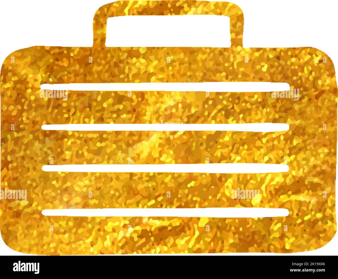 Hand drawn Business suitcase icon in gold foil texture vector ...