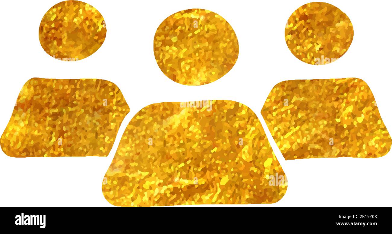 Hand drawn Teamwork icon in gold foil texture vector illustration Stock ...