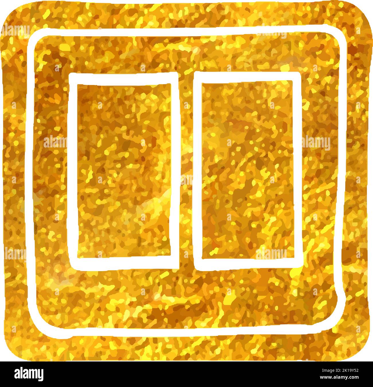 Hand drawn Electrical switch icon in gold foil texture vector ...