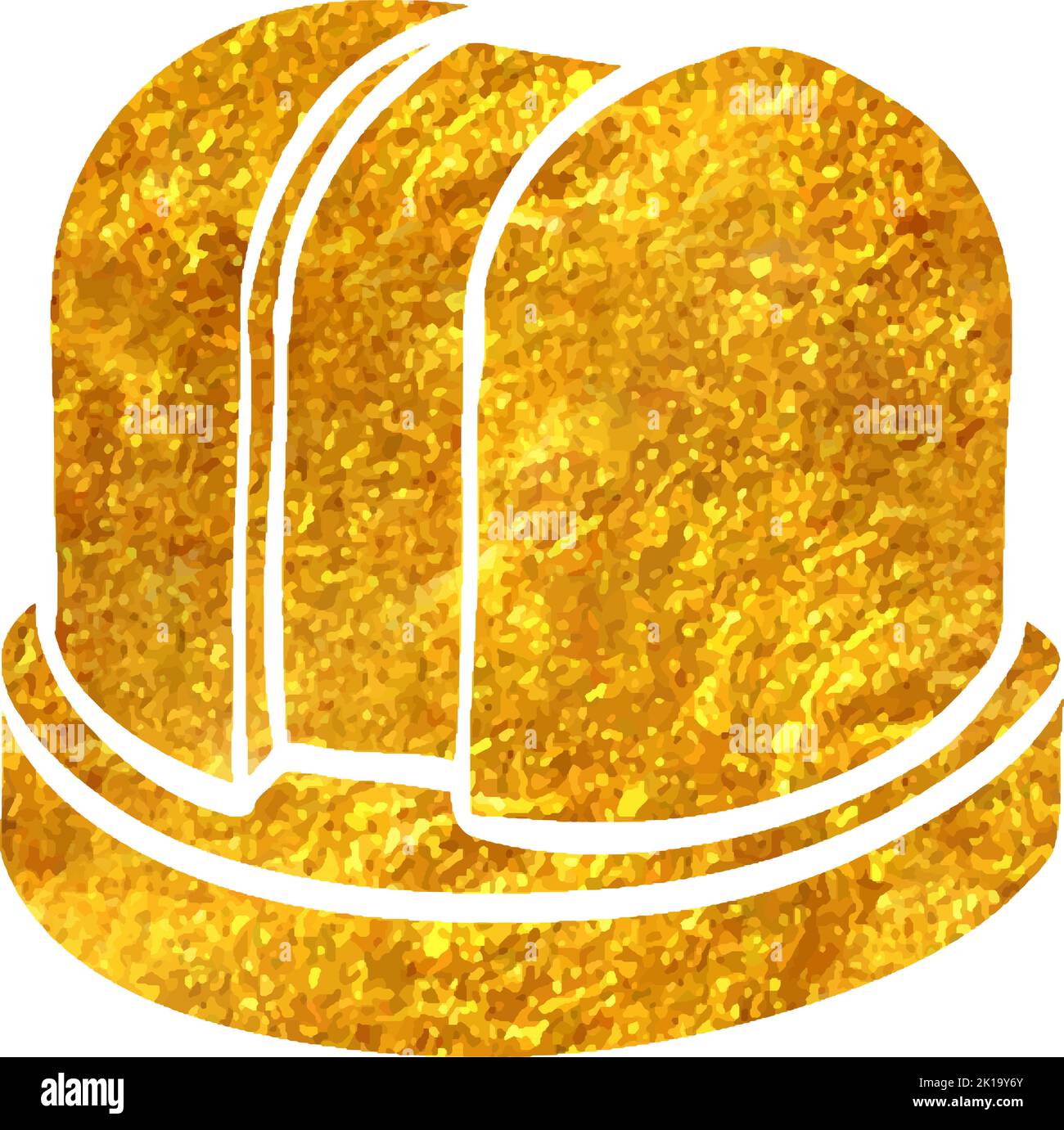 Hand drawn Earth telescope icon in gold foil texture vector ...