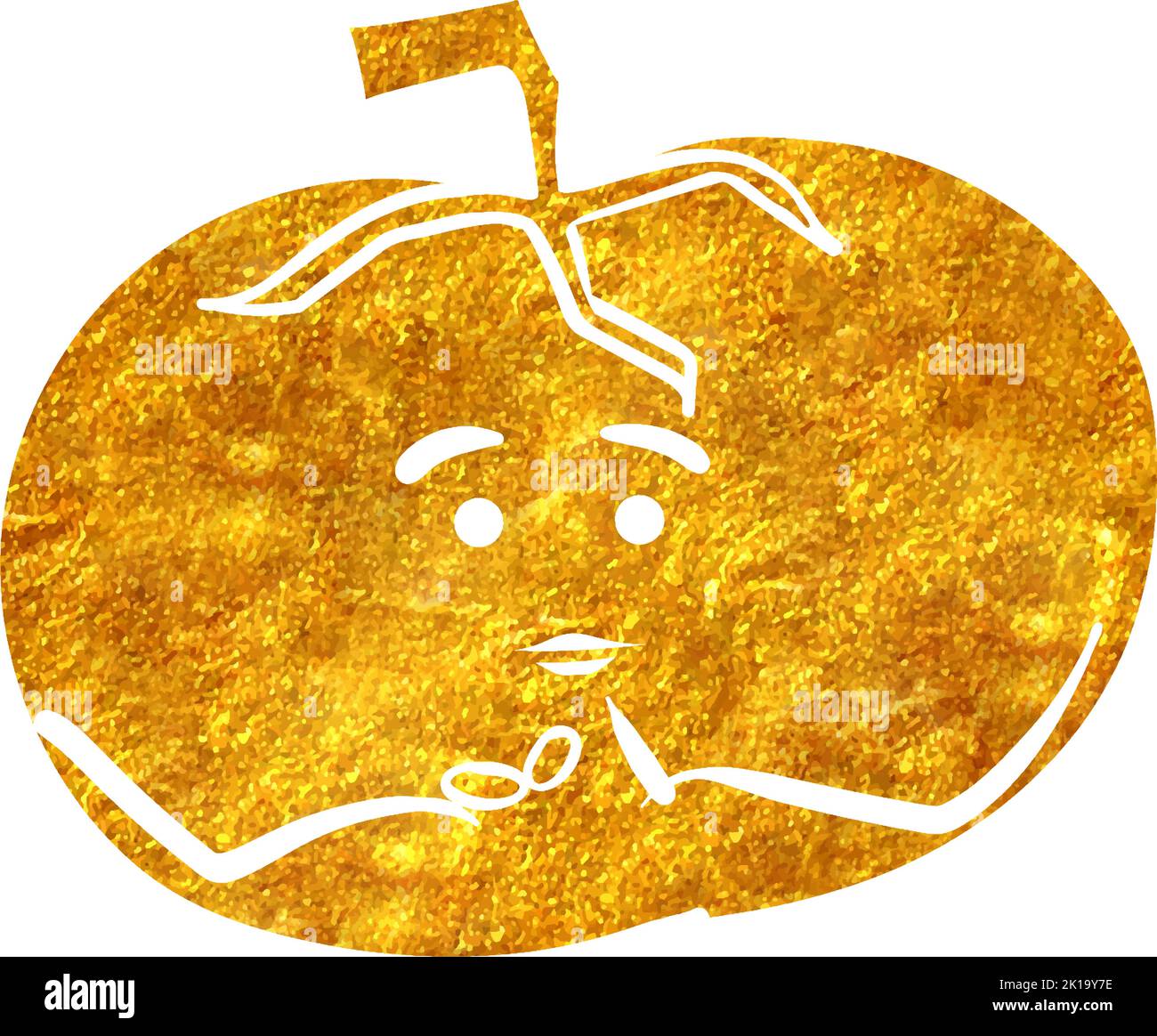 Hand drawn tomato characters in gold foil texture vector illustration ...