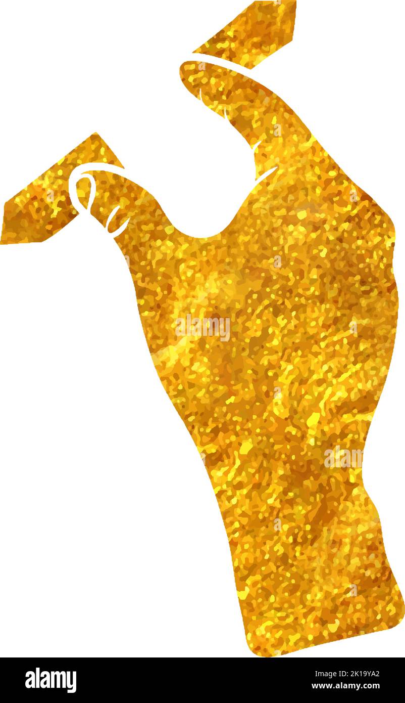 Hand drawn touchpad finger gesture icon in gold foil texture vector ...