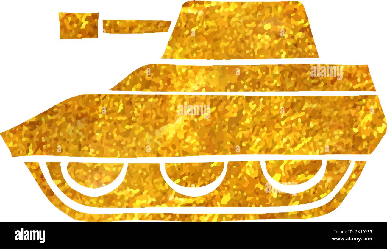 Hand drawn Tank icon in gold foil texture vector illustration Stock ...