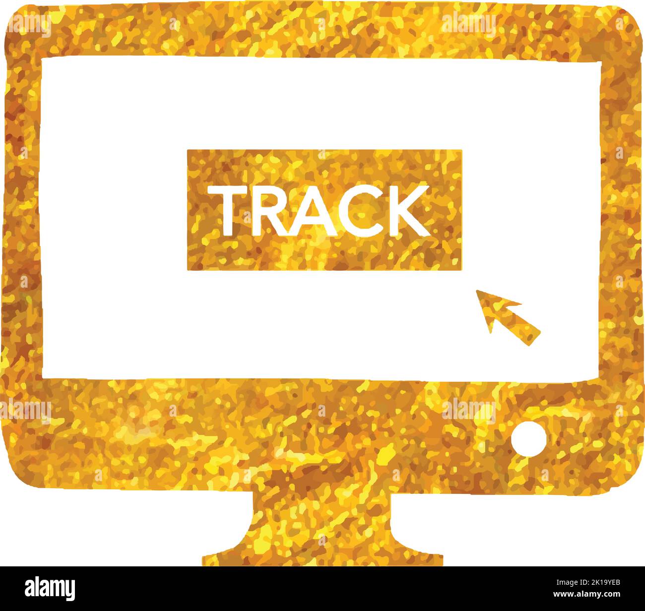 Hand drawn Tracking monitor icon in gold foil texture vector ...