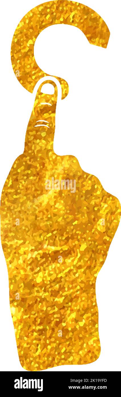 Hand drawn touchpad finger gesture icon in gold foil texture vector ...