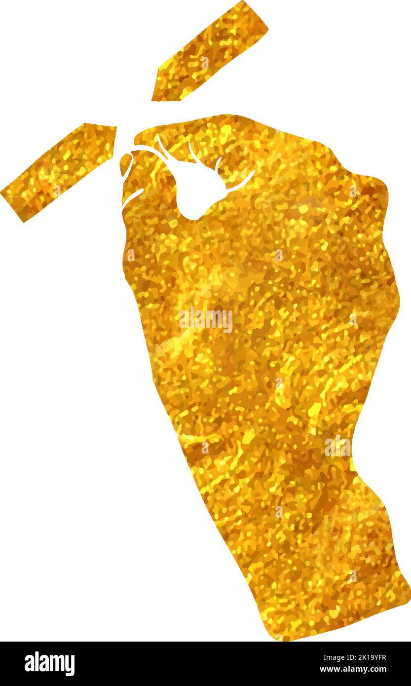 Hand drawn touchpad finger gesture icon in gold foil texture vector ...