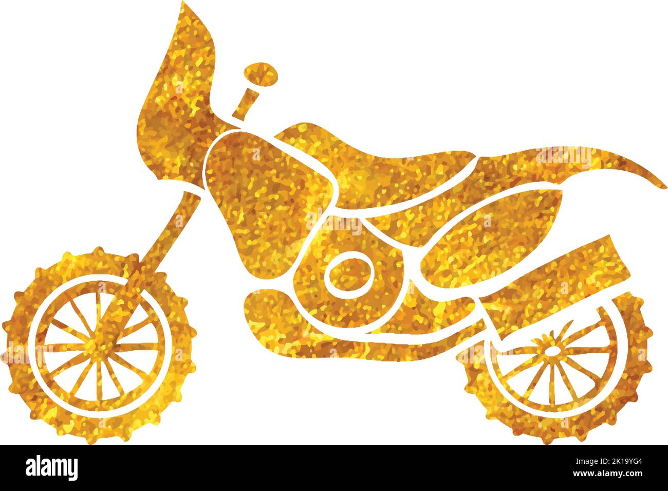 Hand drawn Motocross icon in gold foil texture vector illustration ...