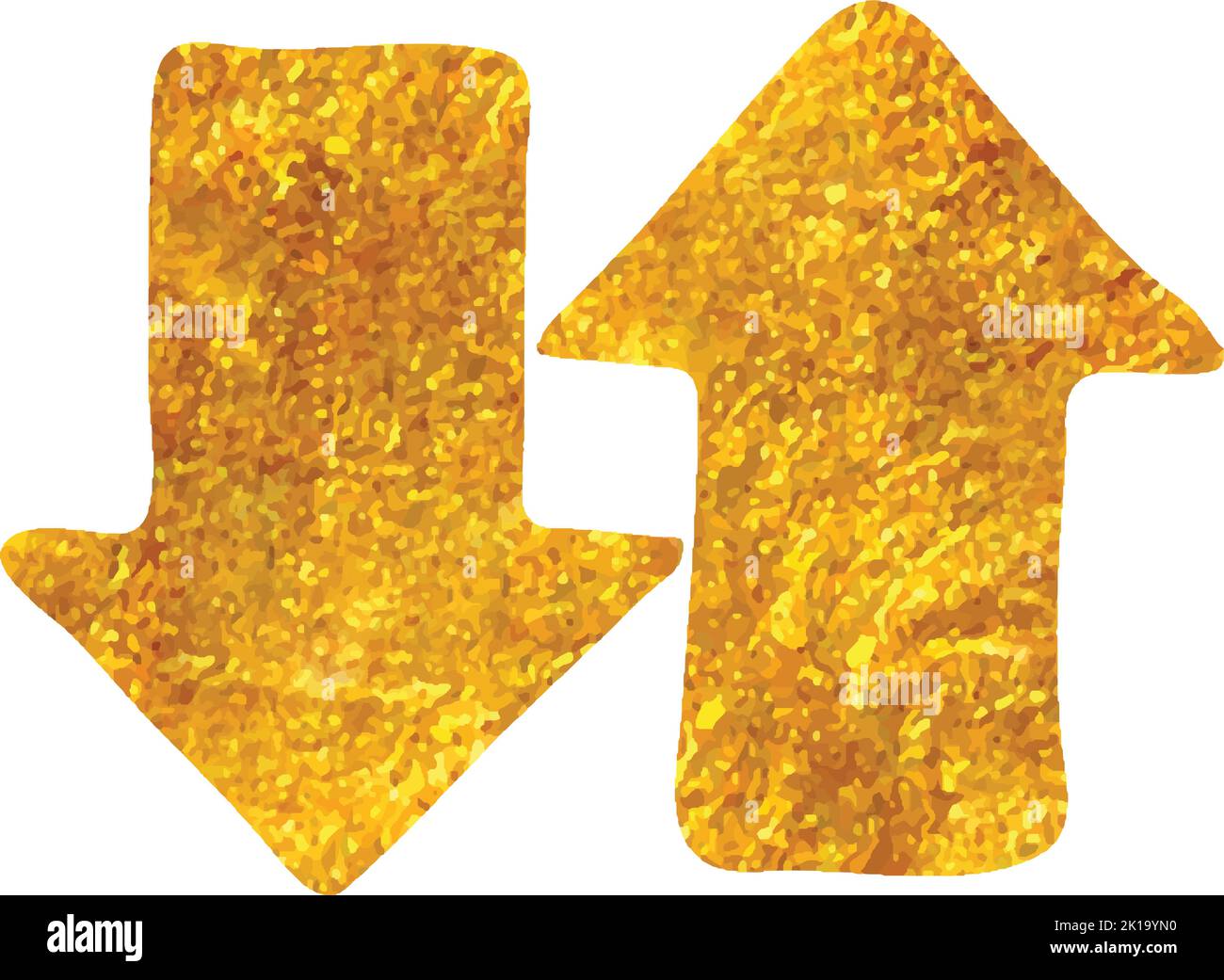 Hand drawn Arrows icon in gold foil texture vector illustration Stock ...