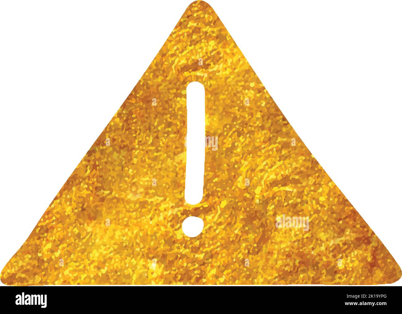 Hand drawn Warning sign icon in gold foil texture vector illustration ...