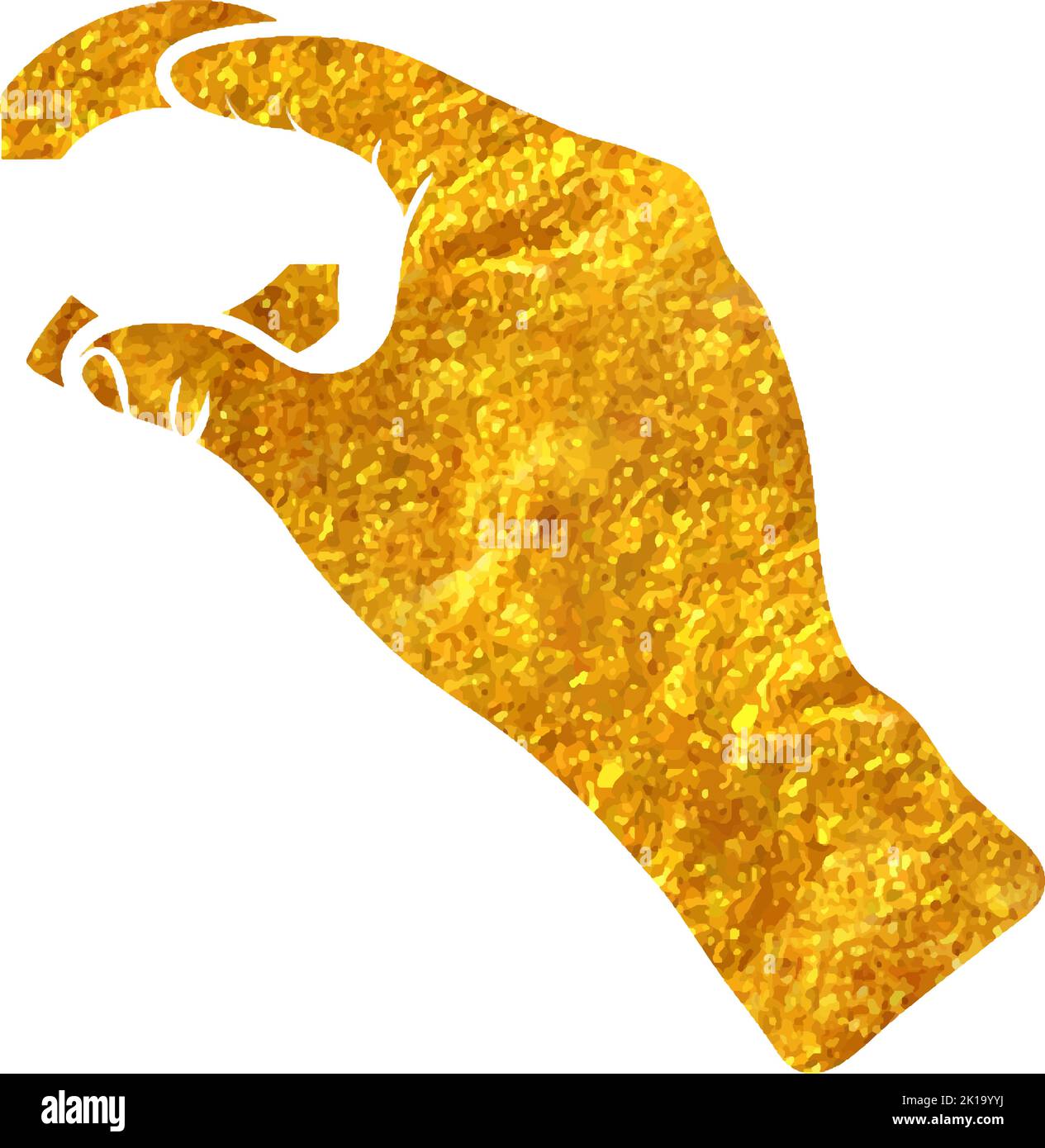 Hand drawn touchpad finger gesture icon in gold foil texture vector ...