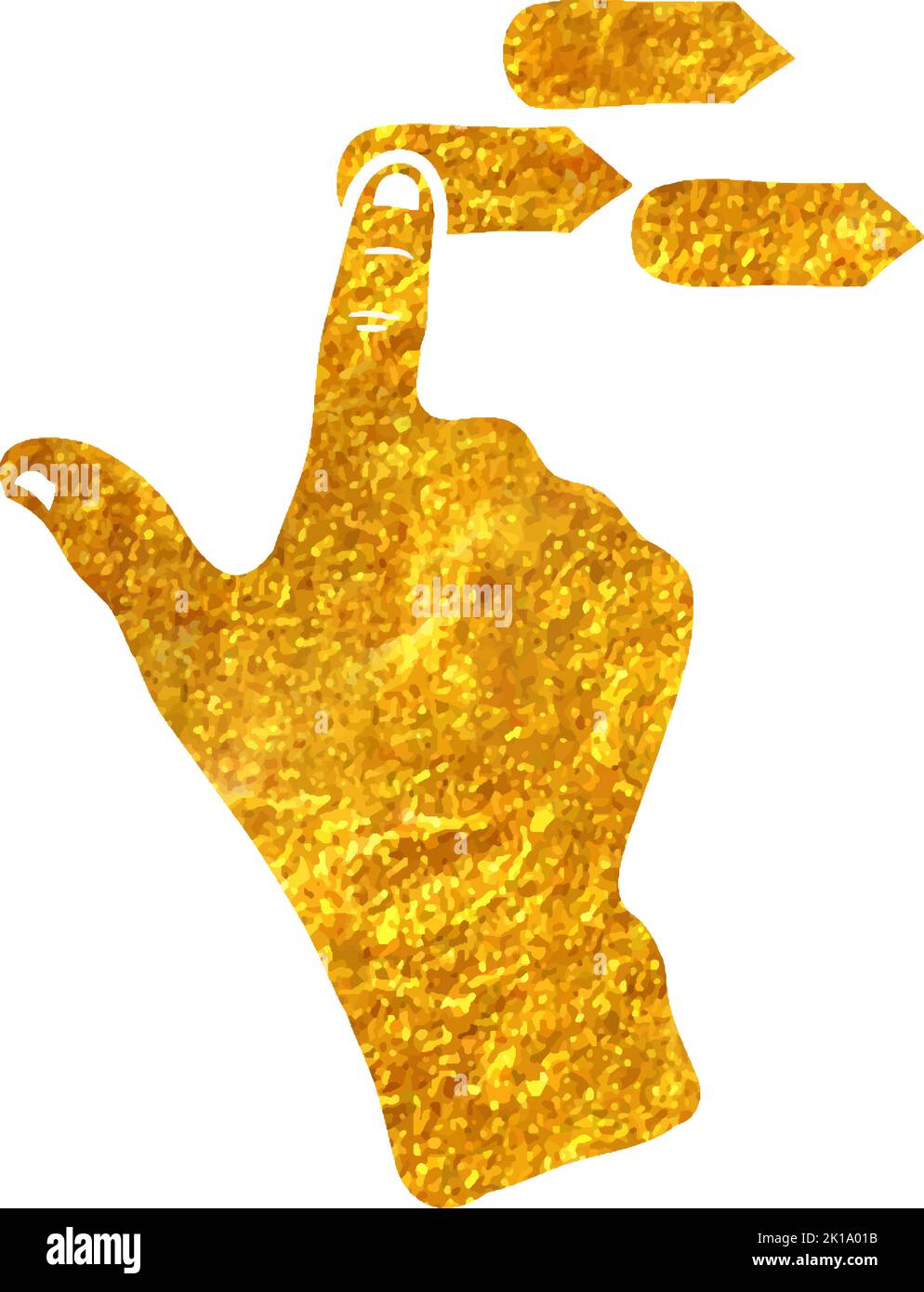 Hand drawn touchpad finger gesture icon in gold foil texture vector ...