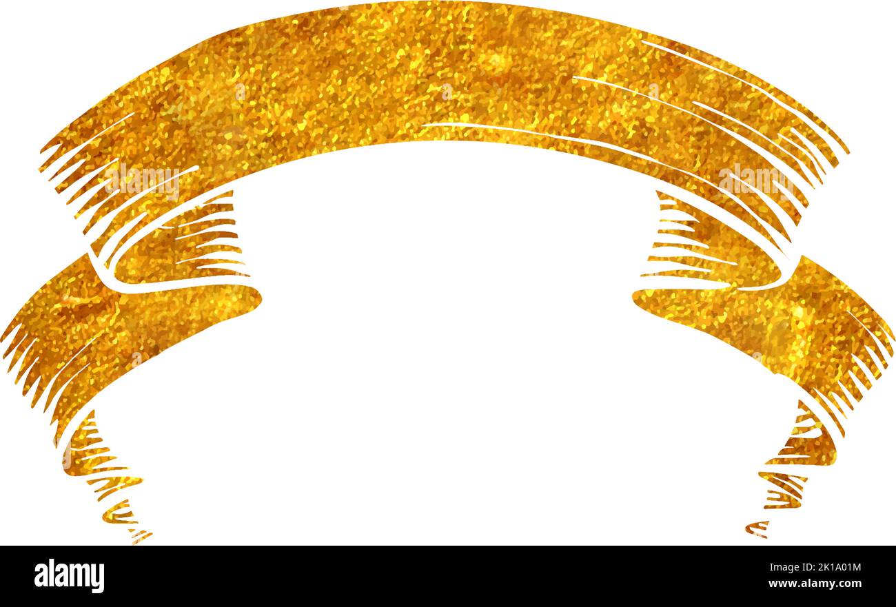 Hand drawn ribbon banners vintage elements in gold foil texture vector illustration Stock Vector ...