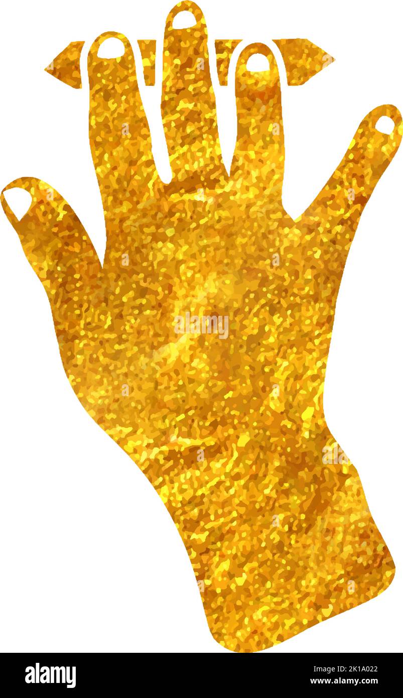 Hand drawn touchpad finger gesture icon in gold foil texture vector ...