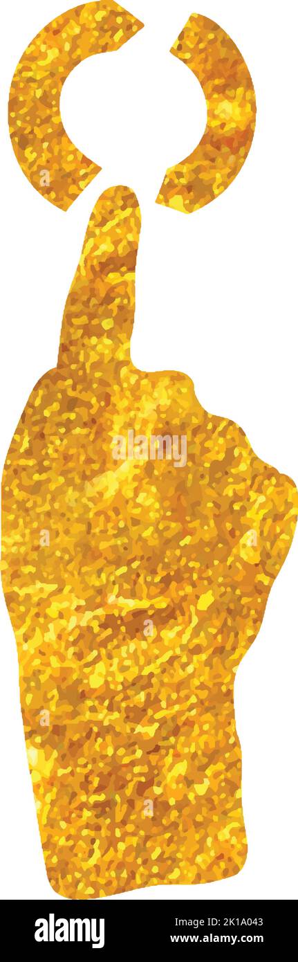 Hand drawn touchpad finger gesture icon in gold foil texture vector ...