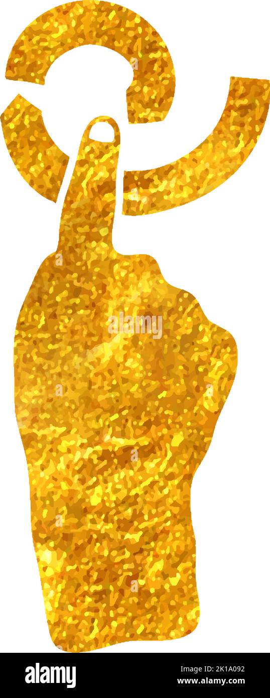 Hand drawn touchpad finger gesture icon in gold foil texture vector ...