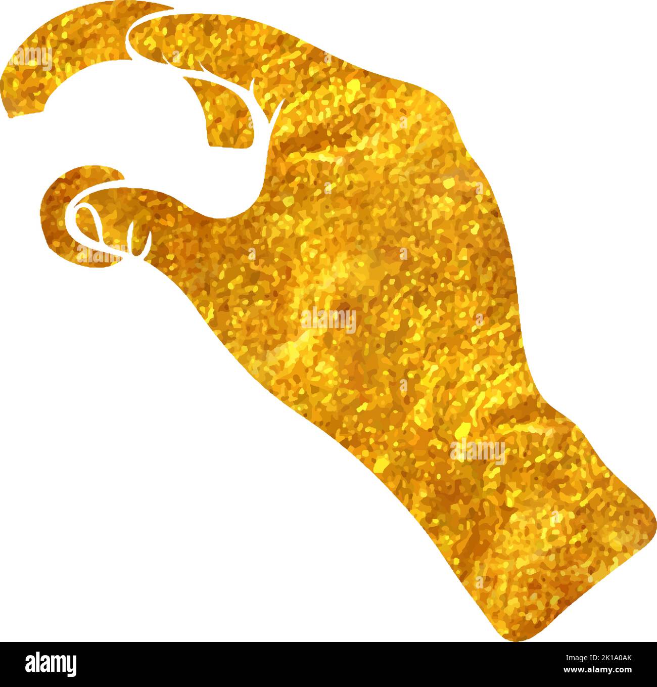 Hand drawn touchpad finger gesture icon in gold foil texture vector ...