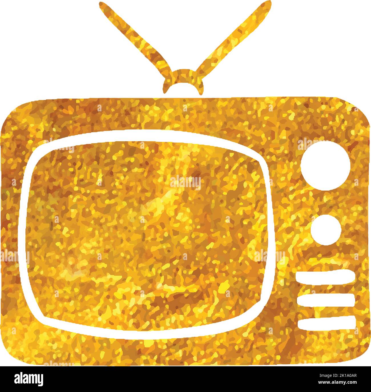 Hand drawn Television icon in gold foil texture vector illustration ...